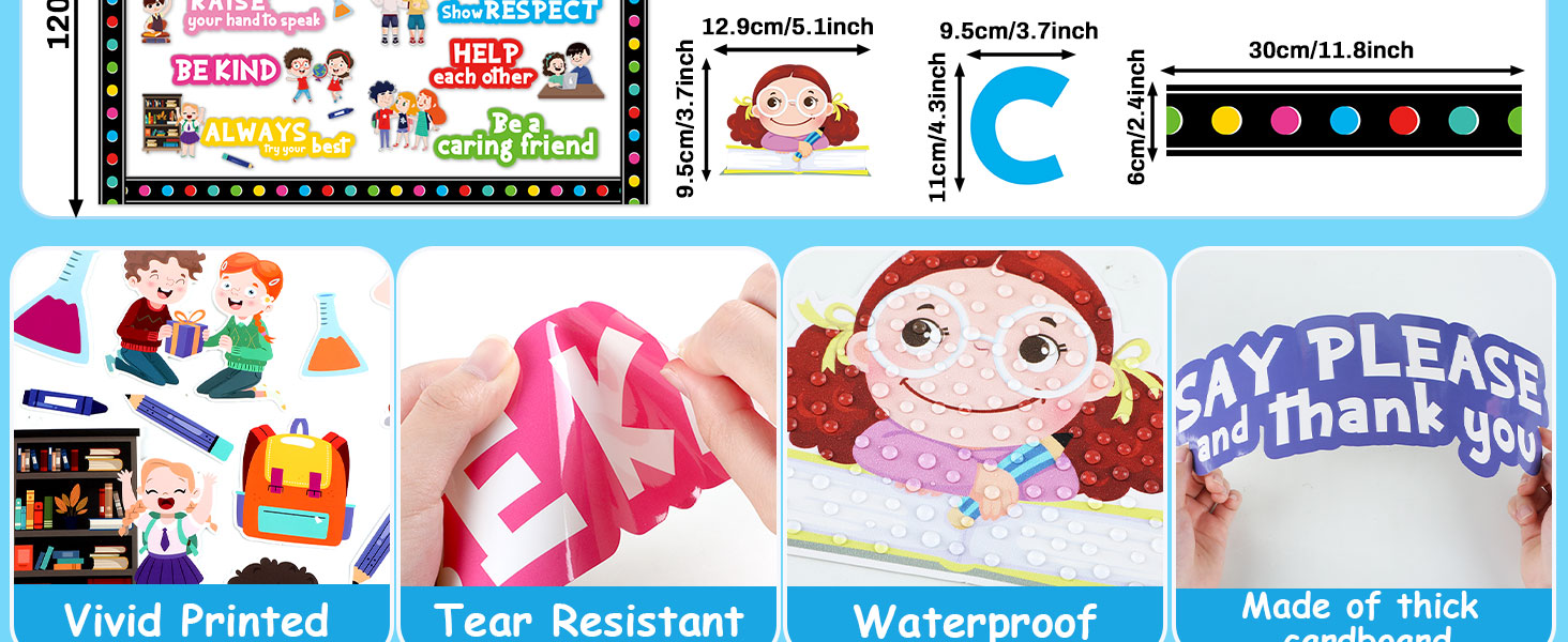 Amazon.com : 71Pcs Classroom Rules Bulletin Board Set for Classroom ...
