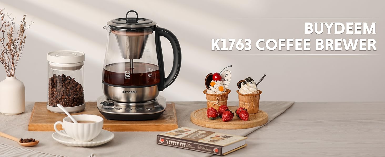 Amazon.com: BUYDEEM K176 - Tetera eléctrica multifuncional de acero inoxidable para preparar té ...