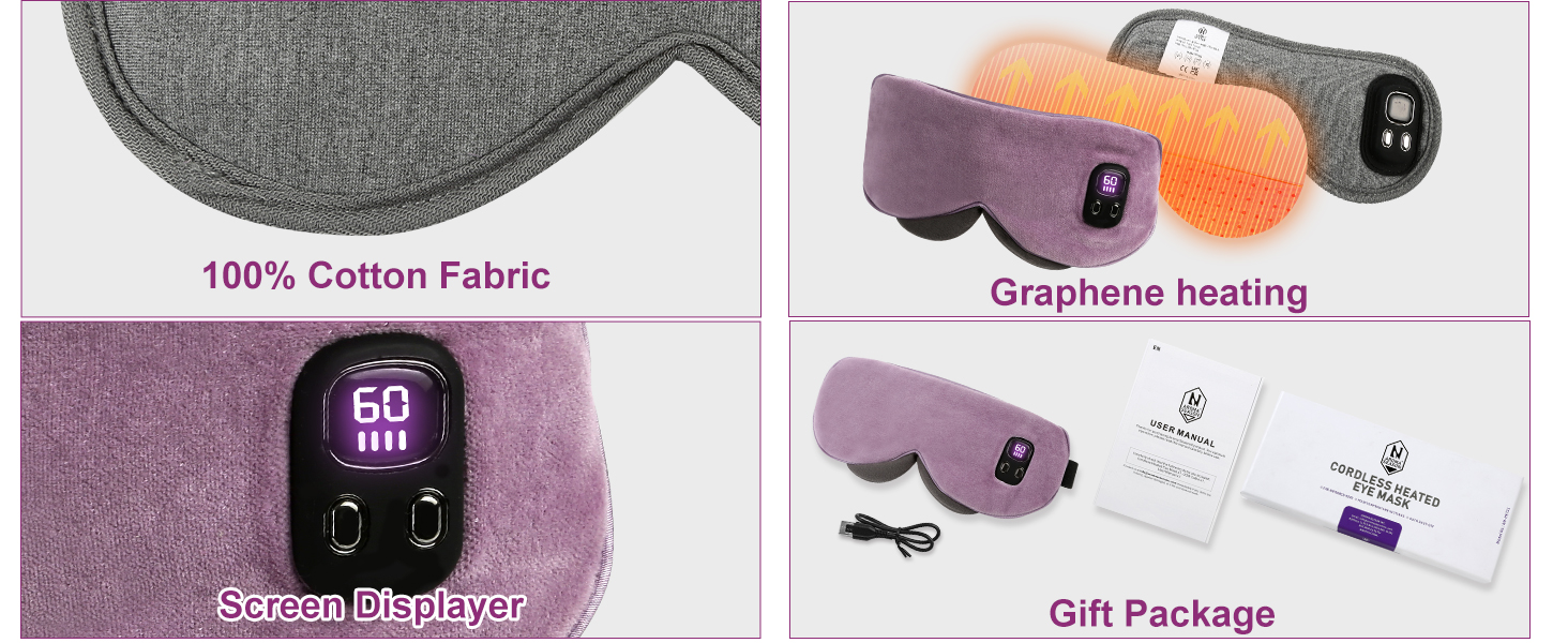 Amazon.com: Aroma Season Heated Eye Mask, Cordless and Washable Warm Eye Compress for Dry Eyes ...