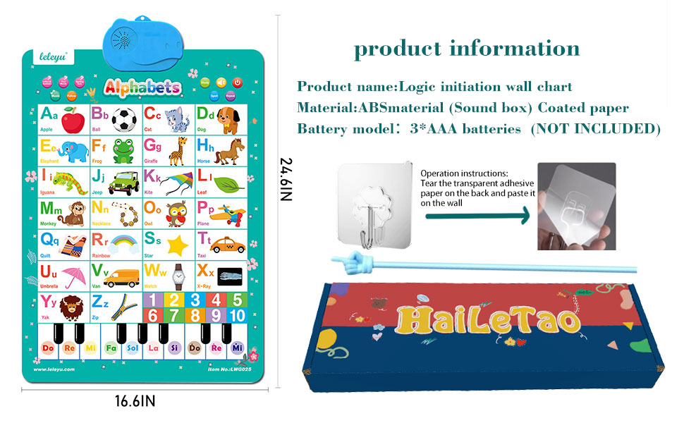Amazon.com: Electronic Alphabet Wall Chart, Talking ABC&123s& Music ...