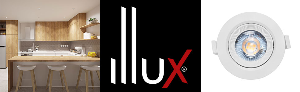 ILLUX Lámpara LED de empotrar, dirigible, luz fría, 6500K, 5W, color blanco, 350 lm, para ...