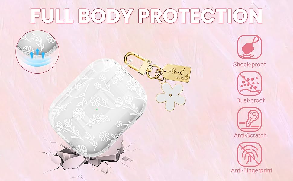 Amazon.com: MINSCOSE Compatible with AirPods 4 Clear Case,Cute Flower Floral Aesthetic Design ...