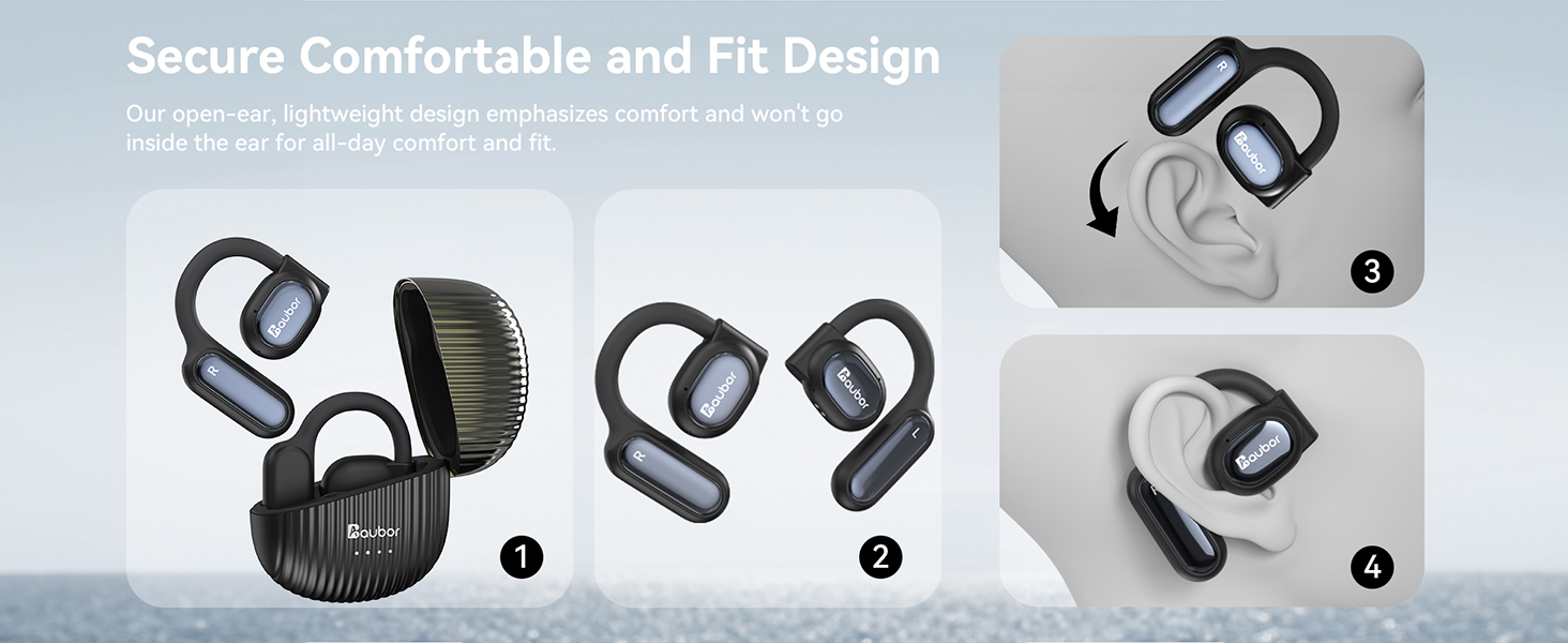 Amazon.com: AUBOR Sports Headphones Wireless Bluetooth 5.3 Open Ear ...