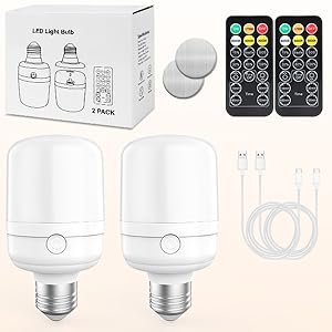 Eocean E27 Rechargeable Light Bulbs with Remote Control, Wireless Light ...