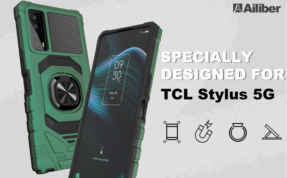 Amazon.com: Ailiber for TCL Stylus 5G Case, TCL Stylus 5G Phone Case with Screen Protector, Ring ...