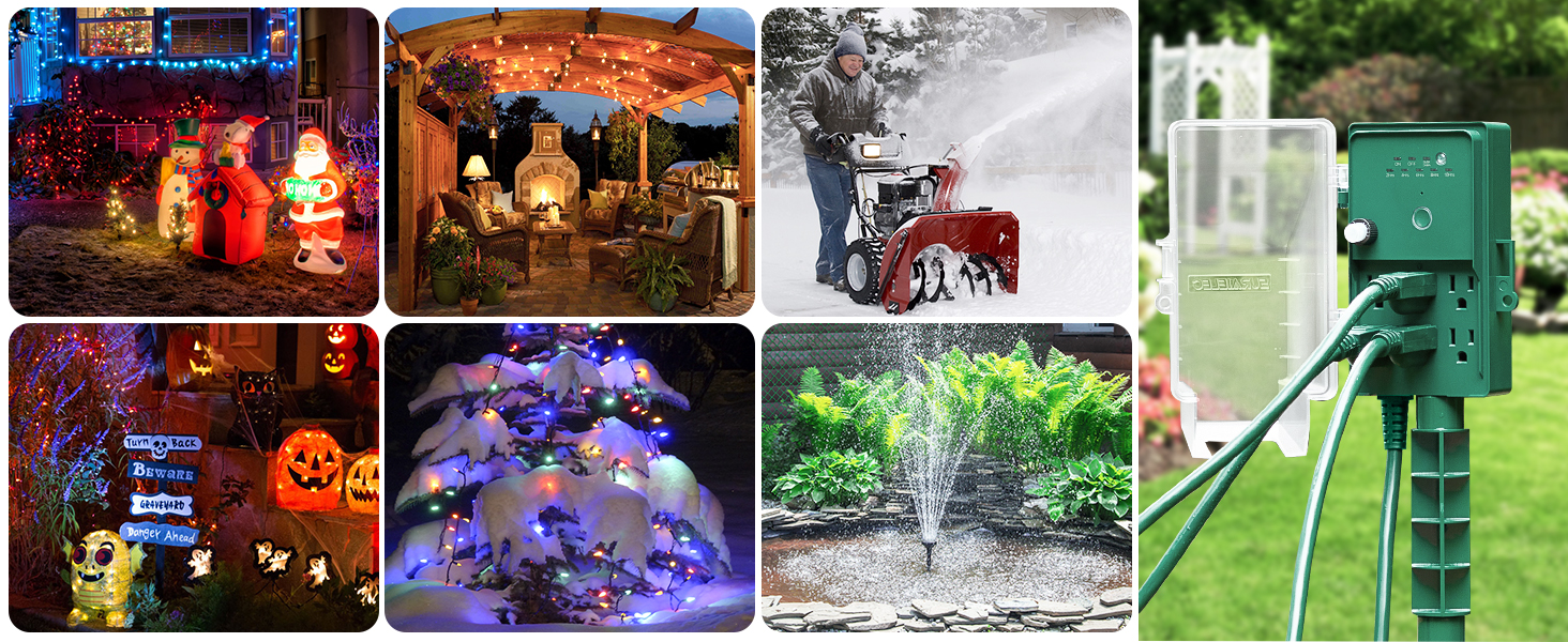 SURAIELEC Outdoor Power Stake Light Timer, Dusk to Dawn, 6 Electrical ...