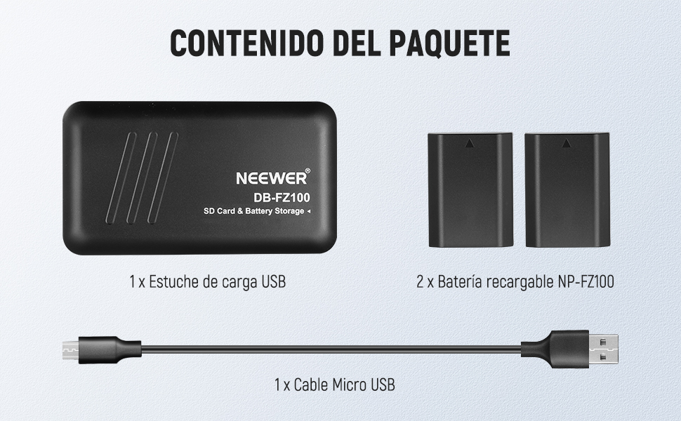 NEEWER 2280mAh NP-FZ100 Juego de Cargador de Batería de Repuesto,2 Baterías y 1 Estuche de Carga ...