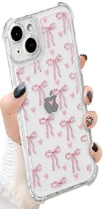Amazon.com: Lovmooful Compatible for iPhone 13 Case Aesthetic Clear Cute Ribbon Bowknot Design ...