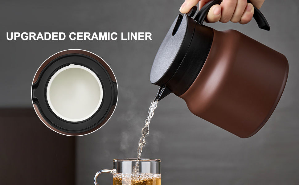 Small Thermal Coffee Carafe 27 OZ, Ceramic Insulated Coffee Server for Keeping Hot, Tea Pot with ...