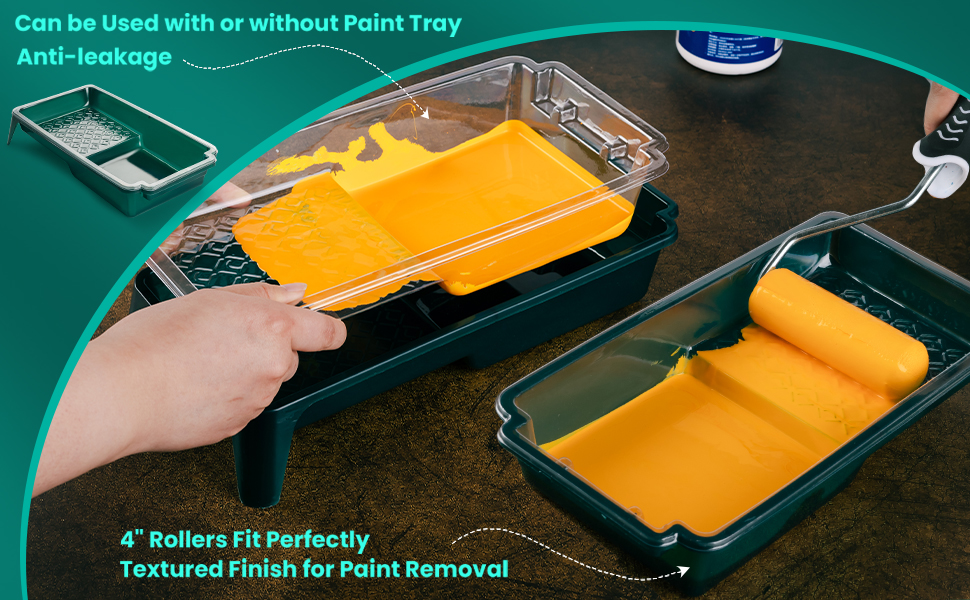 YiBaiBrush Paint Tray Liner, 4 Inch Paint Roller Tray with 15 Pcs Disposable Tray Liners, Paint ...