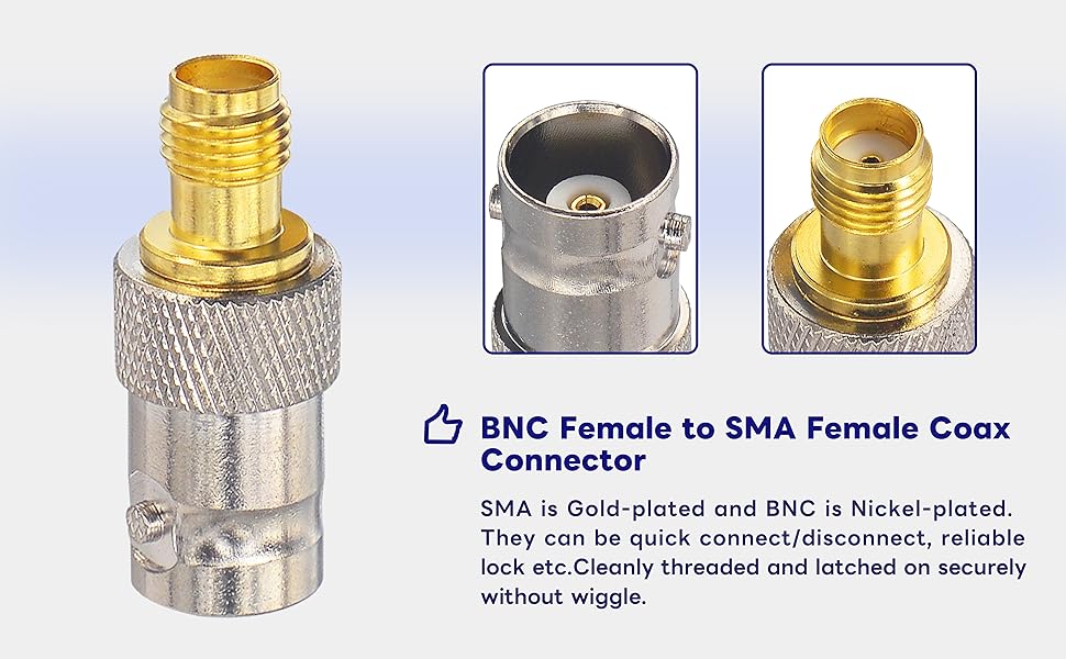 Amazon.com: Boobrie 2-Pack BNC Female to SMA Female Coax Connector BNC to SMA RF Coaxial Adapter ...