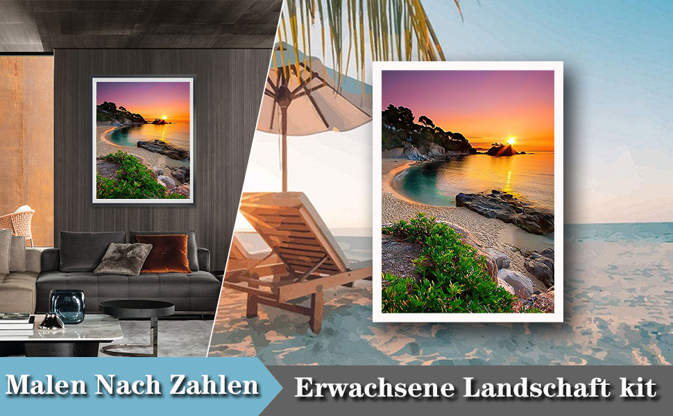 Hjjdiyes Malen Nach Zahlen Erwachsene Landschaft by Diy ölgemälde auf Leinwand set mit ...