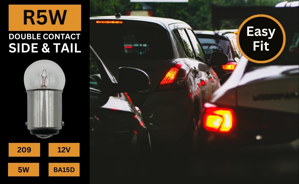 Tek Automotive 209 R5W 12V Bulb Side Light Bulb Tail Light Bulb 12V 5W Bulb BA15D Double Contact ...