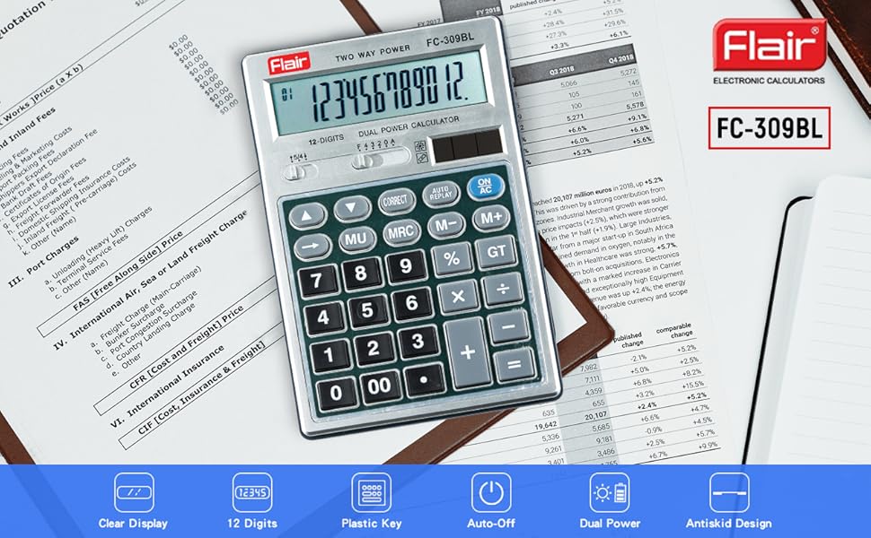 Flair FC-309 Desktop Series Calculator | Best Key Layout | GT Keys with Metal Cladding | Mark Up ...