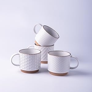 Amazon.com: GBHOME 15OZ Stackable Coffee Mugs, Ceramic Coffee Mugs with ...