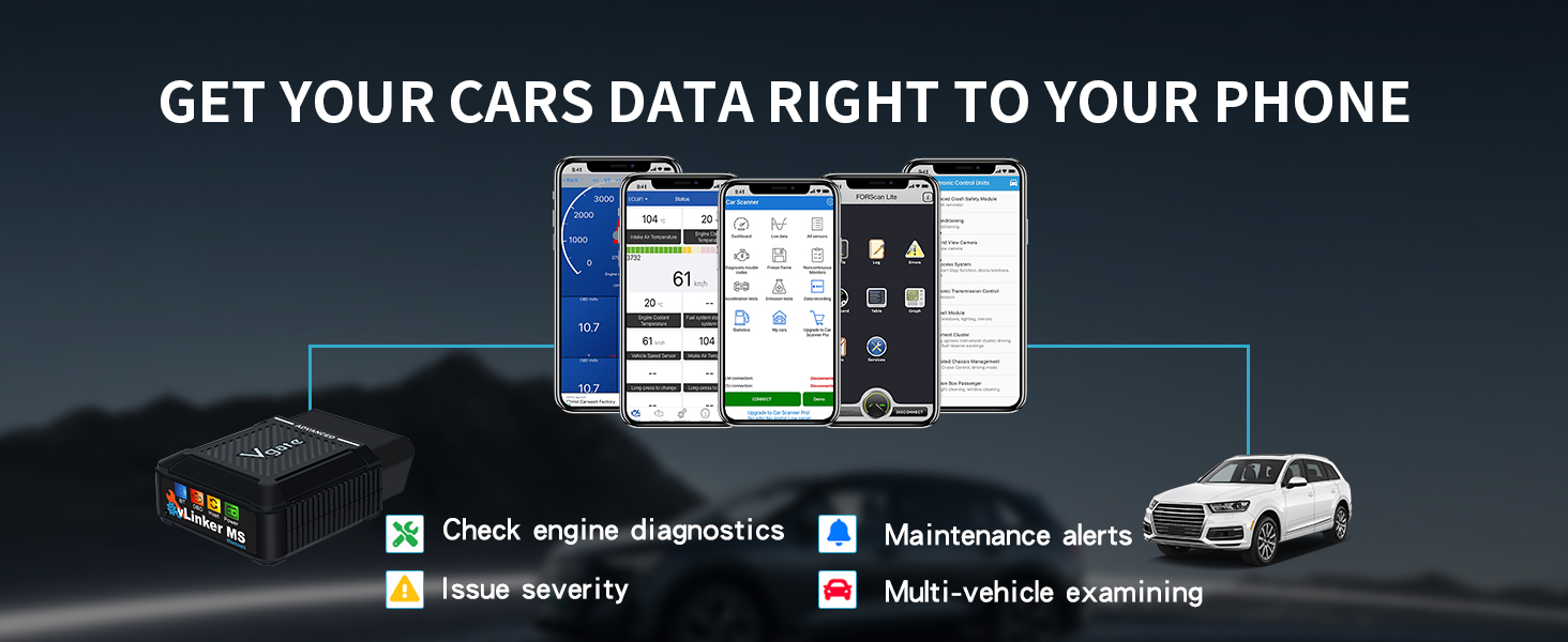 Amazon.com: V-gate vLinker MS Bluetooth (MFI) Adapter OBD2 Scanner Code Reader Diagnostic Scan ...