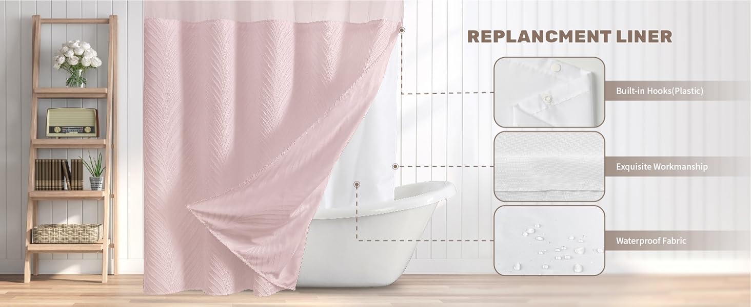 Amazon.com: eachope no Hook Shower Curtain and Liner Set，Boho Style with See Through Top Window ...