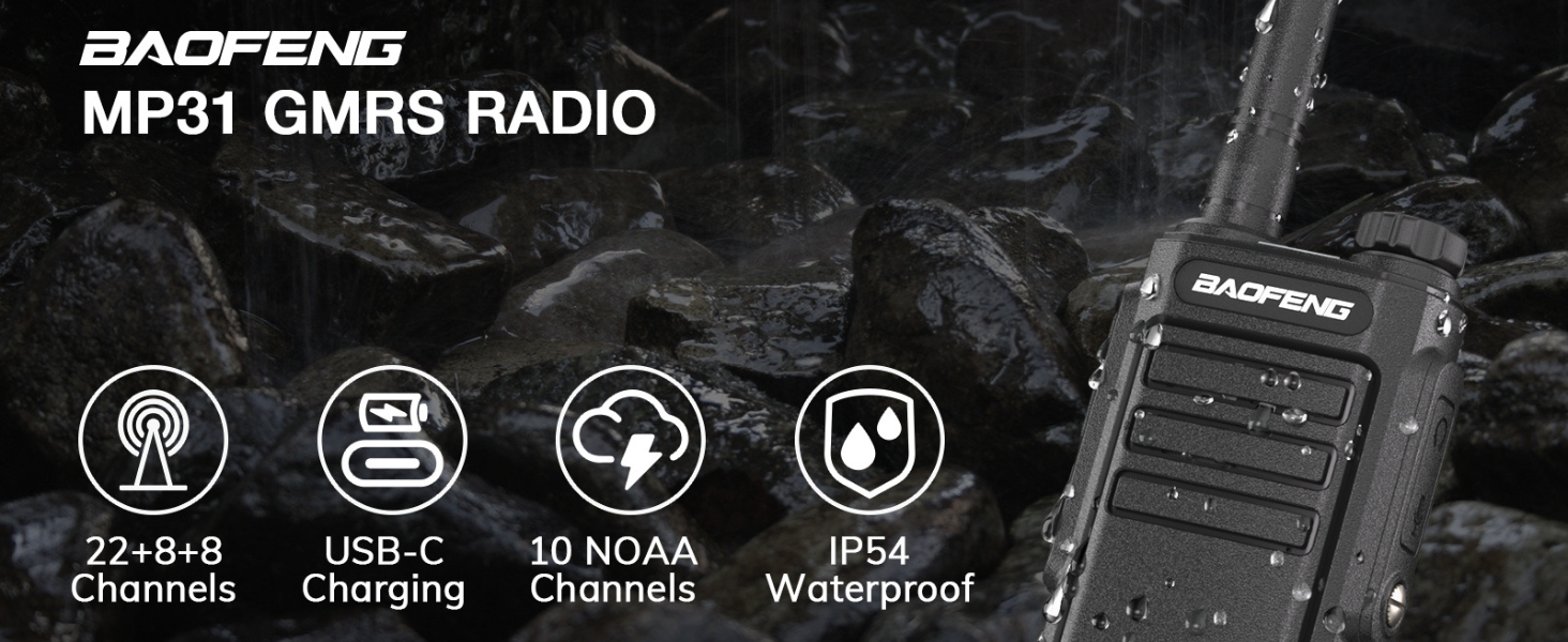 Amazon.com: BAOFENG MP31 GMRS Radio Handheld Two Way Radio, Waterproof Rechargeable Walkie ...