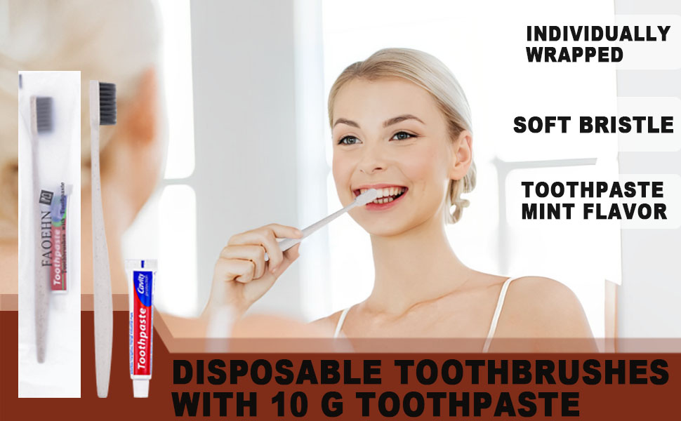 Amazon.com : Disposable Toothbrushes with Toothpaste Pack of 30,Straw ...