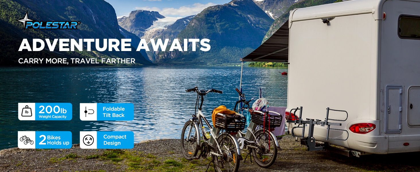 Amazon.com: POLESTAR Hitch Mounted 2-Bike Rack, 200lbs Capacity Bike Rack Hitch with Lock, 2 ...