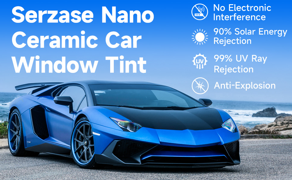 Amazon.com: Serzase Window Tint Car, 35% VLT, Nano Ceramic Car Tint 2PLY, Professional Auto ...