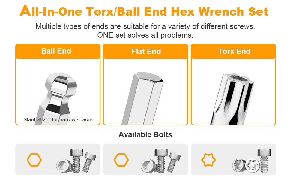 MAXPOWER Juego de llaves Allen, Juego de llaves hexagonales métricas de 18 piezas y juego de ...