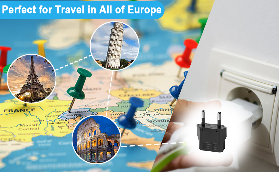Amazon.com: US to Europe Travel Plug Adapter- Kinazip 6 Pack European Plug Adapter, Type C ...