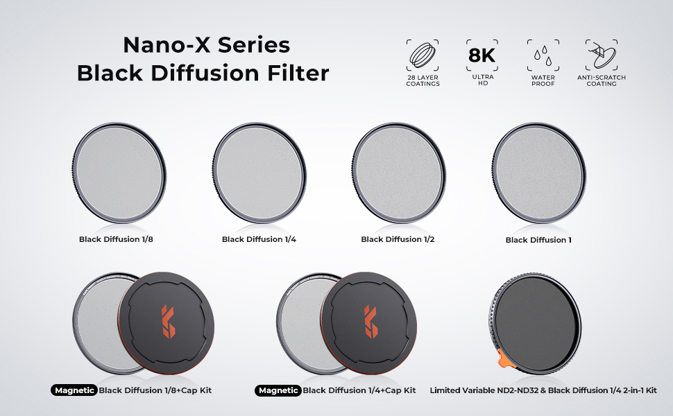 Amazon.com : K&F Concept 77mm Black Diffusion Mist 1/8 Filter Kit (Black Diffusion 1/8 Filter ...