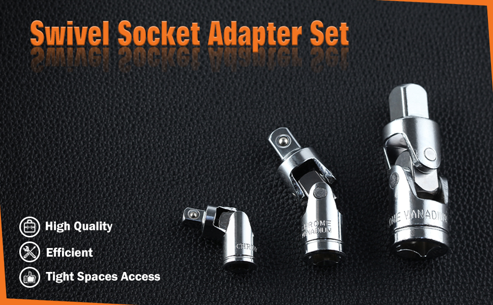 LEONTOOL 3 Pcs Universal Joint Socket Adapter Swivel Socket Adapter Set ...