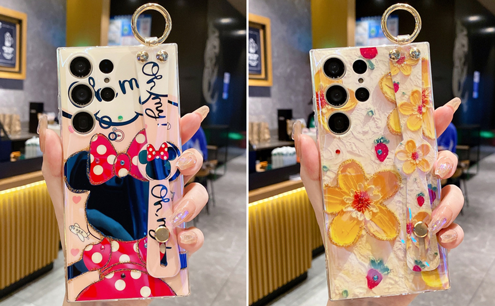 Amazon.com: Lastma for Samsung Galaxy S23 Ultra 6.8" Case with Wrist Strap Stand Glitter IMD ...