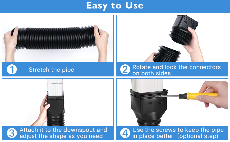 POBOMVOM Rain Gutter Downspout Extensions, 21"-60" Flexible Drain ...