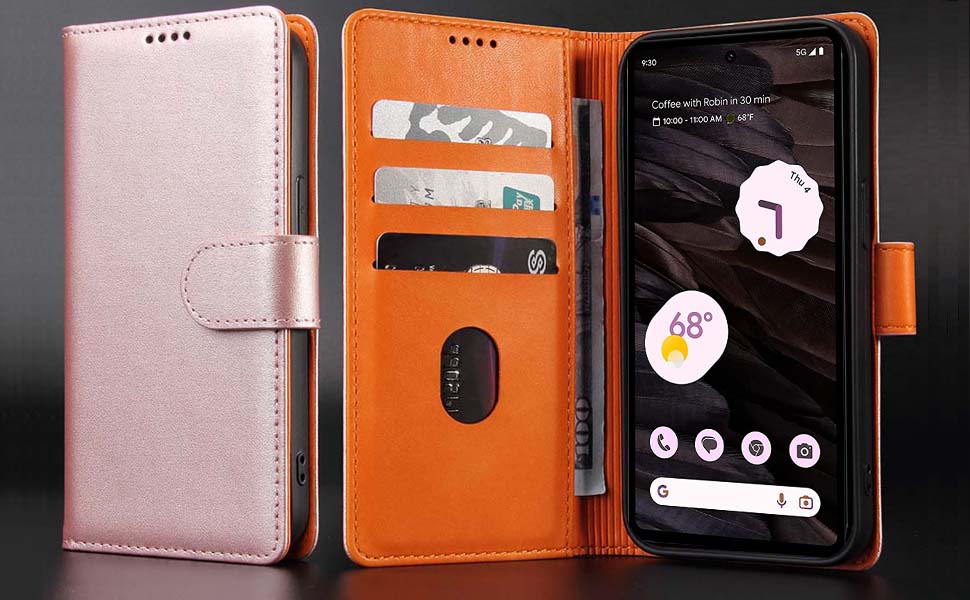 iWEOCO for Google Pixel 7a Case Wallet Genuine Leather Flip with Anti-Theft RFID Blocking ...