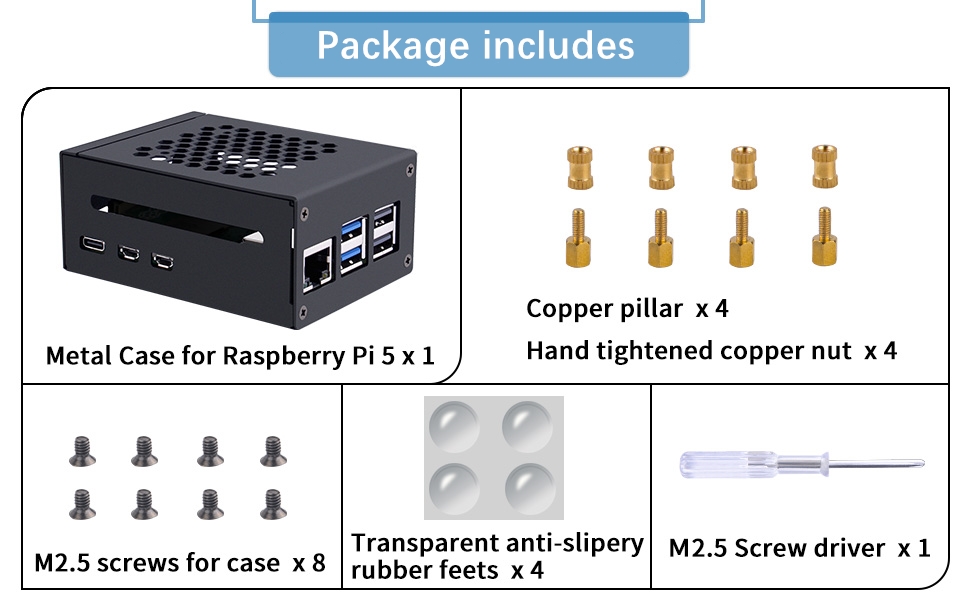 GeeekPi Metal Case for Raspberry Pi 5, Support PCIe M.2 NVMe SSD Shield ...