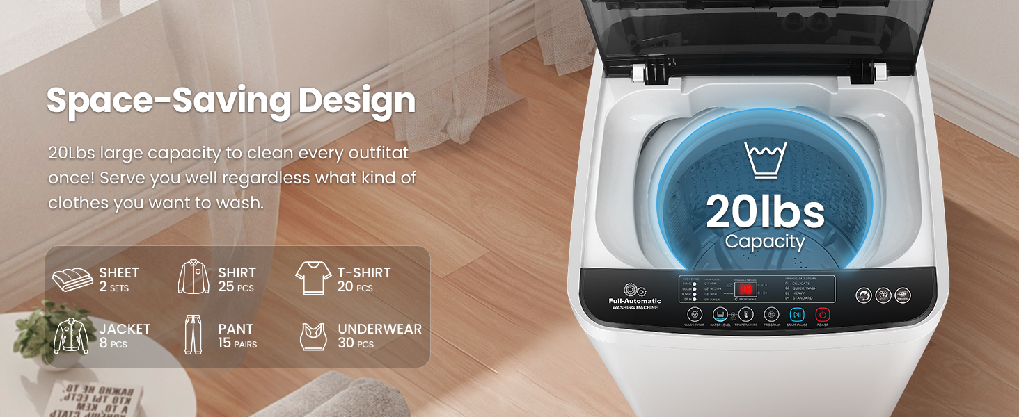 Amazon.com: Nictemaw Portable Washing Machine 20Lbs Capacity Portable Washer with Drain Pump 2 ...