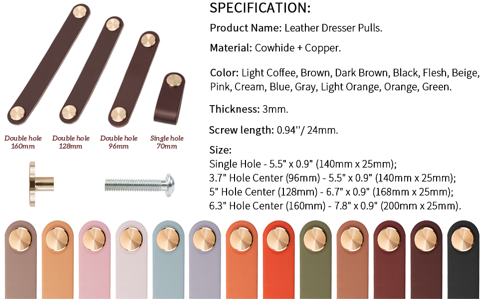 LEREATI 4 Pack Leather Drawer Pulls Beige Cabinet Handles 3.7 inch Dresser Knobs Cabinet Door ...