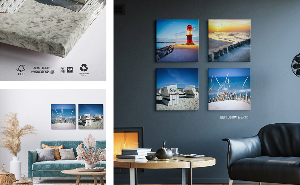 Amazon.de: Ostsee Nordsee Wandbilder als Leinwand-Bild zur Deko - jedes Bild ist 30x30cm - 4 ...