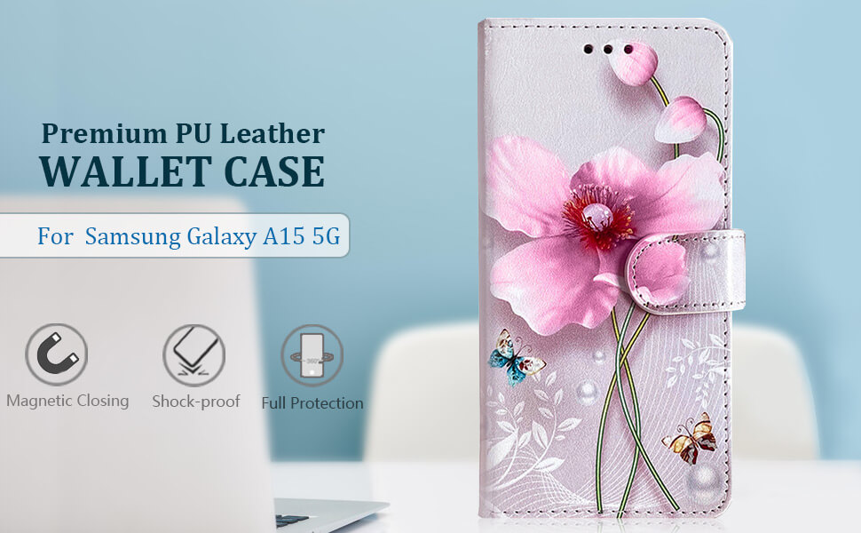 Amazon.com: JanCalm for Galaxy A15 5G Phone Case Wallet,Floral Pattern Cute for Samsung Galaxy ...
