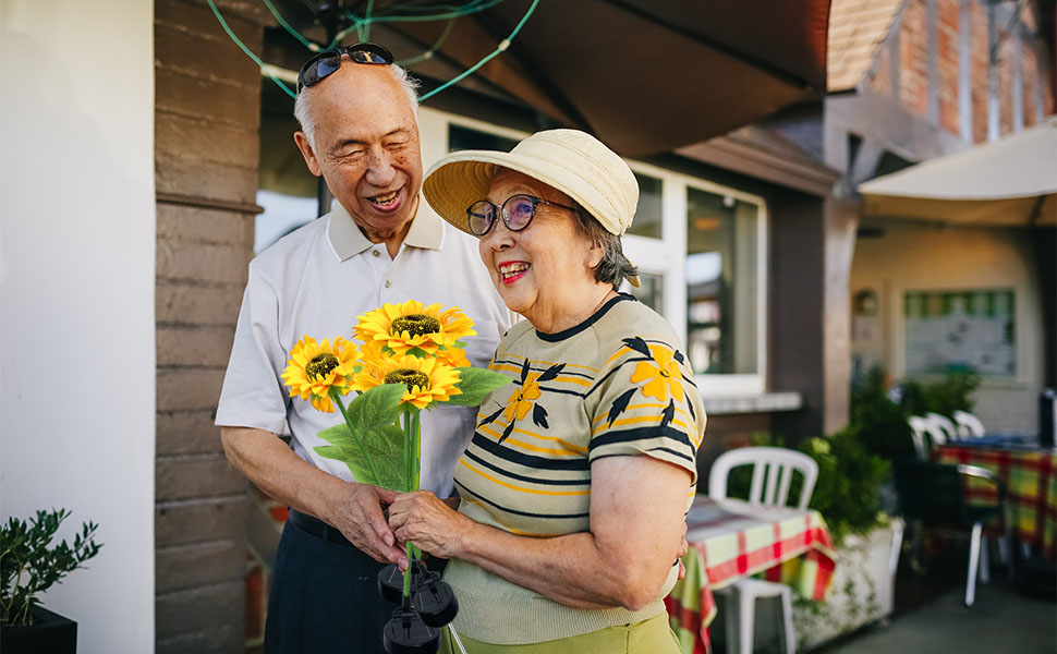 ZQX Solarleuchte Garten für Außen, 2 Stück Solar Sonnenblumen lichter, IP65 Wasserdicht LED ...