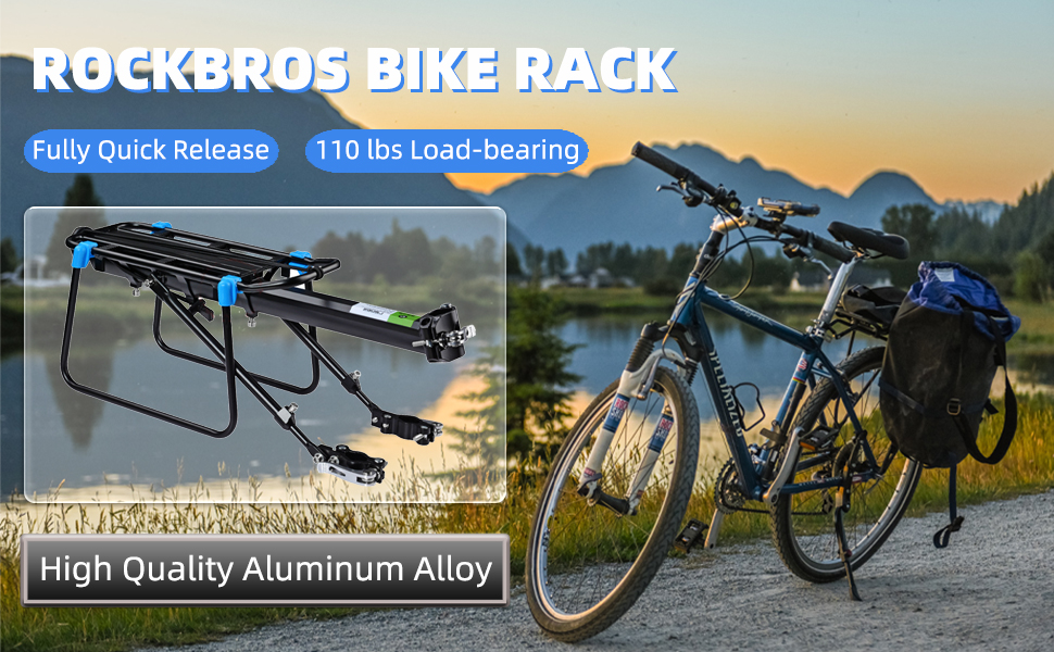 ROCKBROS Rear Bike Racks, Quick Release Bike Cargo Rack, Bike Rack for Back of Bike, Aluminum ...