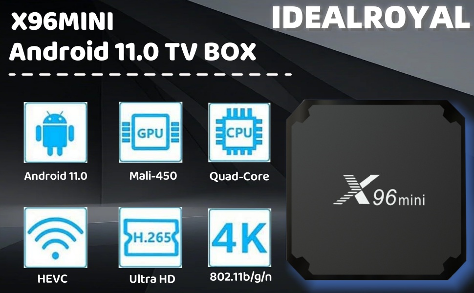 IDEALROYAL X96 Mini TV Box, Android 11.0 Boîte TV 2GB/16GB, Box Android TV 4K avec Amlogic ...