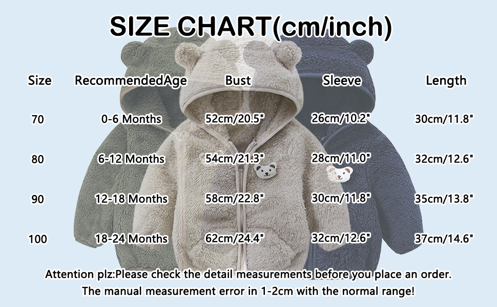 Amazon.com: Cute Baby Boys Girls Fleece Jackets Zip Up Hoodies Bear Ear Coats Fall Winter Fuzzy ...