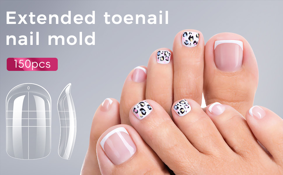 Amazon.com: krofaue Toe Dual Forms - Poly Extension Gel Toenail 150pcs Reusable Full Cover Dual ...