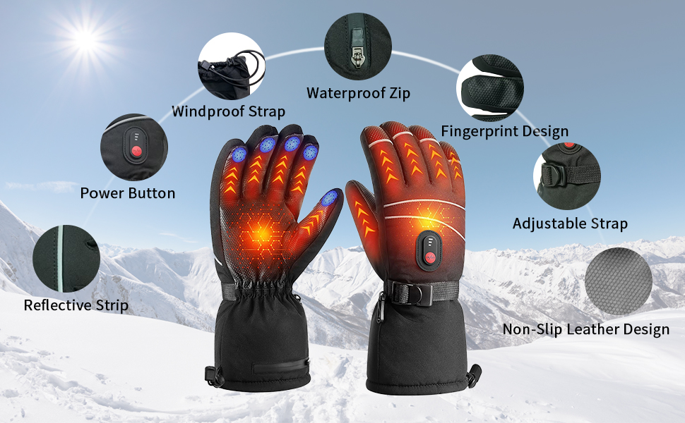Heated Gloves for Men Women, Touchscreen Electric Heated Winter Glove Rechargeable 5000MAH ...