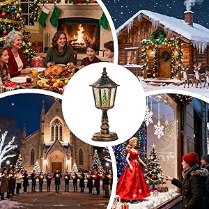 objbhuely Christmas Snow Globe Lantern,Hexagonal Cone Winter Holiday ...