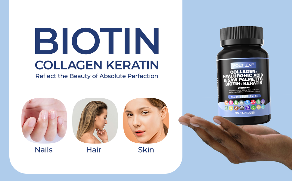 Amazon.com: Collagen Supplements Capsules 1000mg Biotin 10000mcg Multimane keratin 500mg Saw ...