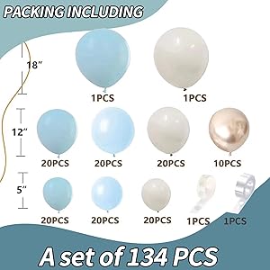 Amazon.com: MeiWuKaBH 132Pcs Dusty Blue Balloons Arch Garland Kit, Dusty Baby Blue Sand White ...