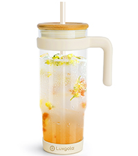 Amazon.com | Luxgola 32 oz Glass Tumbler with Handle, Iced Coffee Cup ...