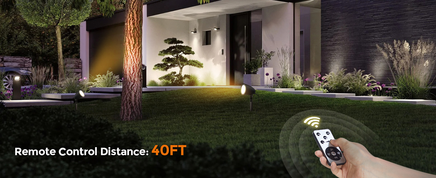 SURAIELEC Spot Lights Outdoor, Remote Control LED Spotlights with Timer ...