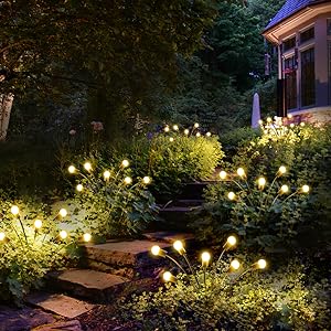 Amazon.com : FOAMICHI Solar Garden Lights Outdoor, 4 Pack Firefly Garden Lights, 32 LED Solar ...