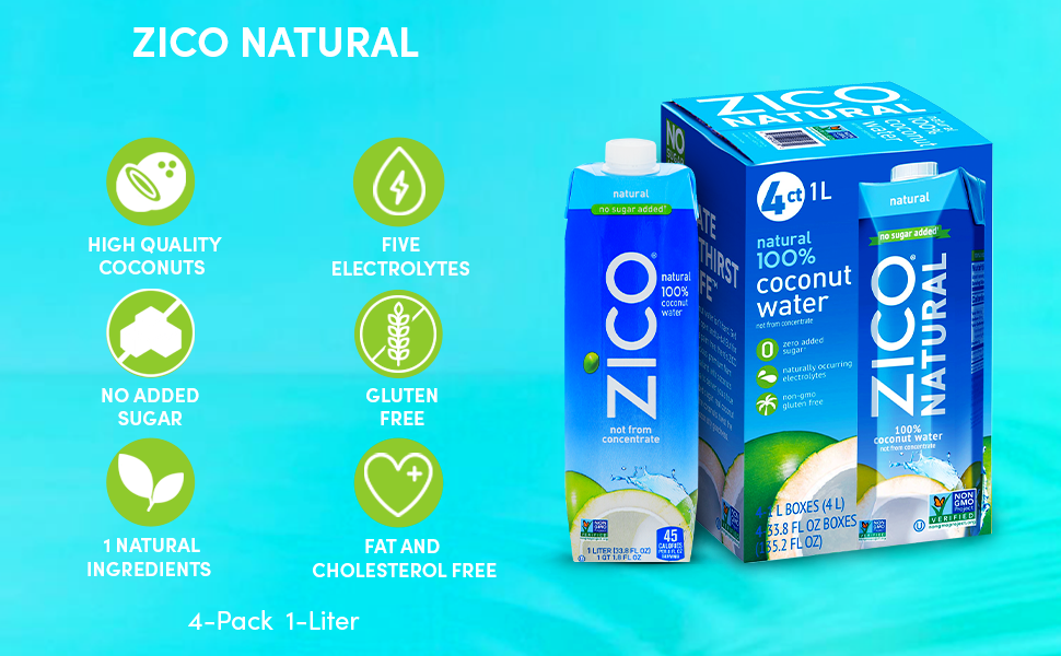 Amazon.com: Zico 100% Coconut Water, No added Sugar, Refreshingly Delicious, Hydration with ...